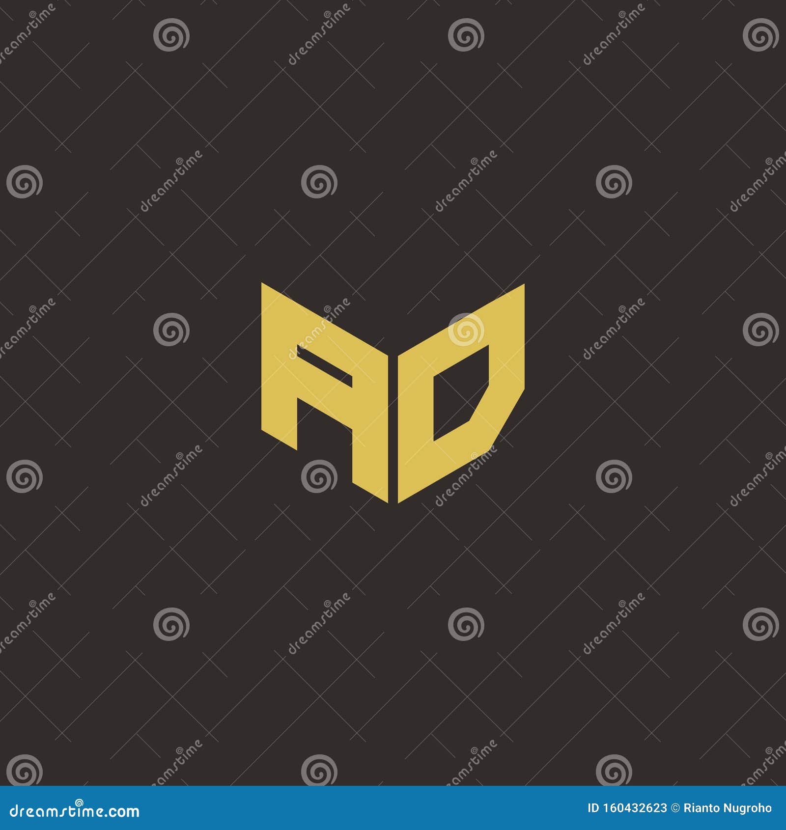 AD Logo Letter Initial Logo Designs Template with Gold and Black ...