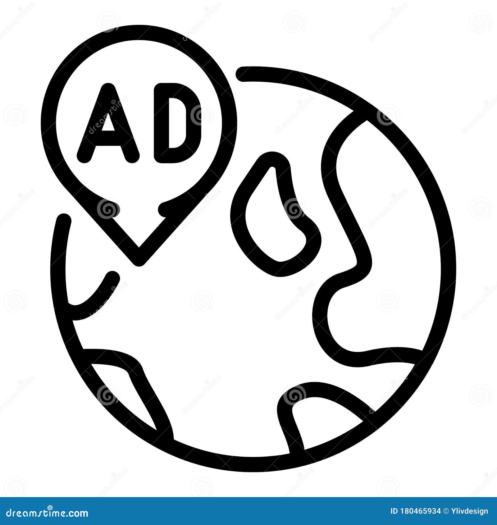 Ad Mark on the Globe Map Icon, Outline Style Stock Vector ...