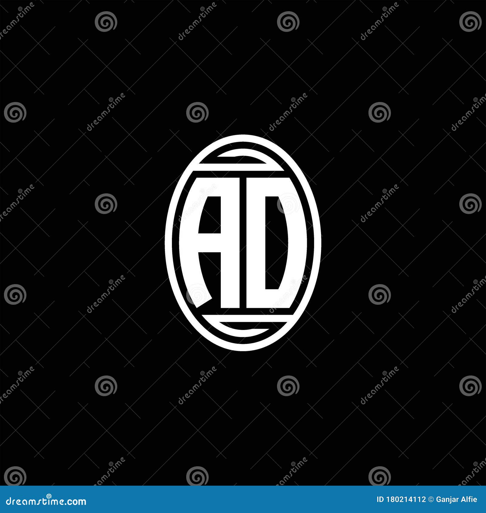 AD Monogram Logo Isolated on Oval Rotate Shape Stock Vector ...