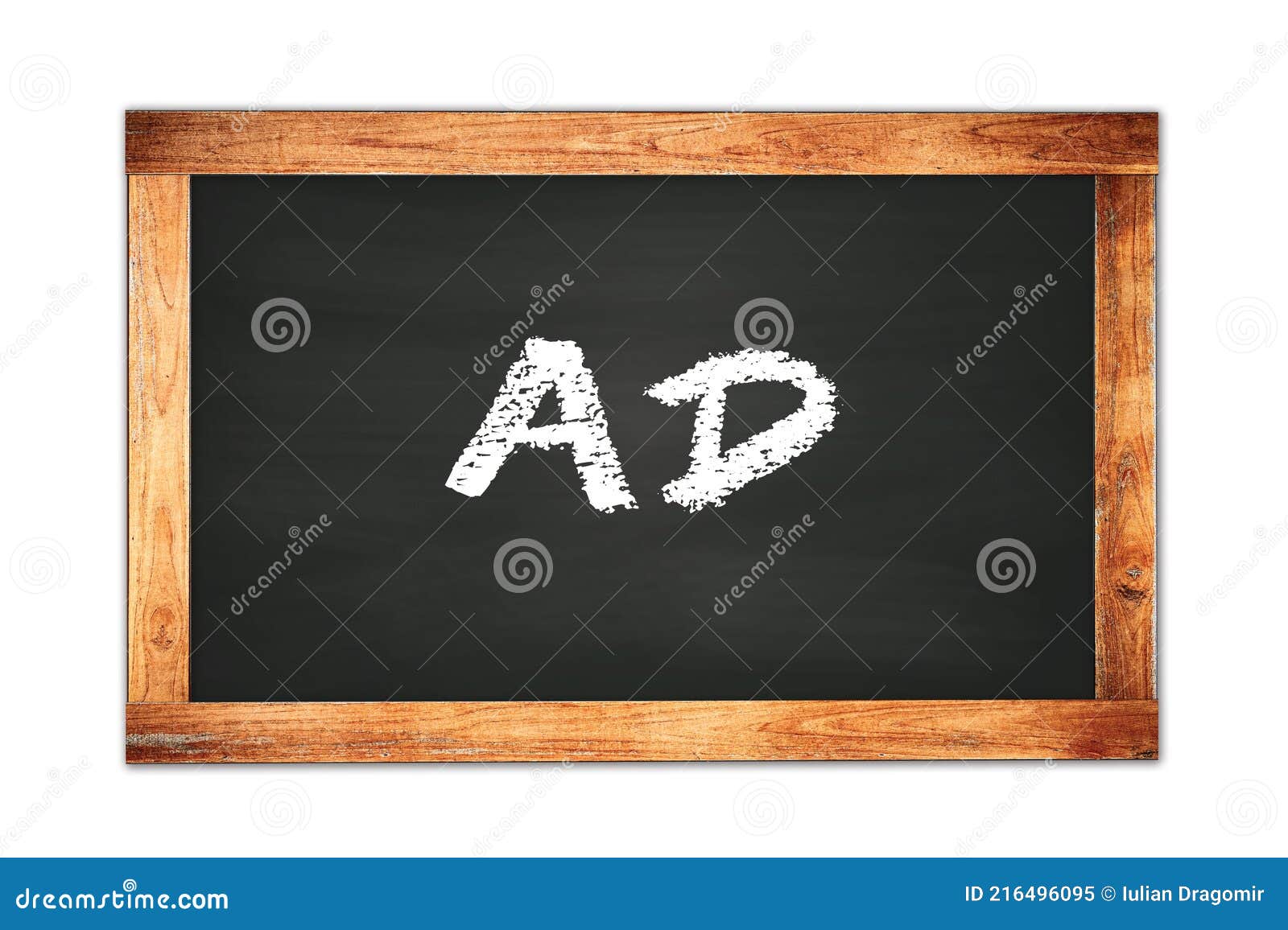 AD Text Written on Wooden Frame School Blackboard Stock Image - Image ...