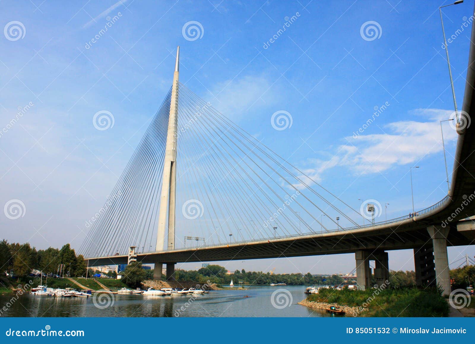 Ada Bridge in the Center of Belgrade Stock Photo - Image of ...
