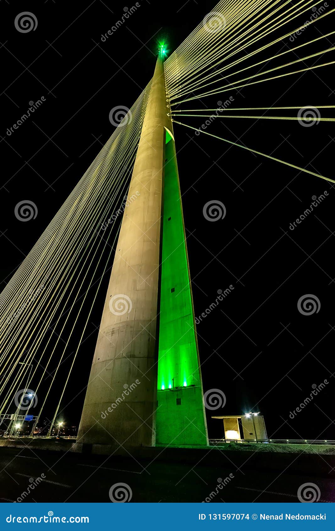 Ada bridge at night editorial stock image. Image of industry - 131597074
