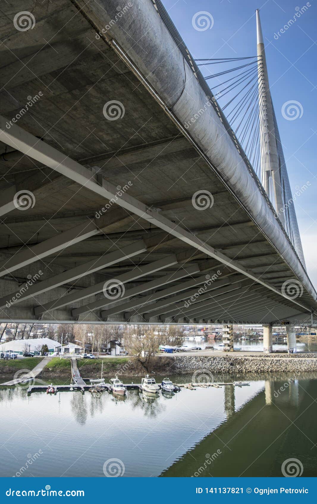 Ada bridge stock image. Image of belgrade, underside - 141137821
