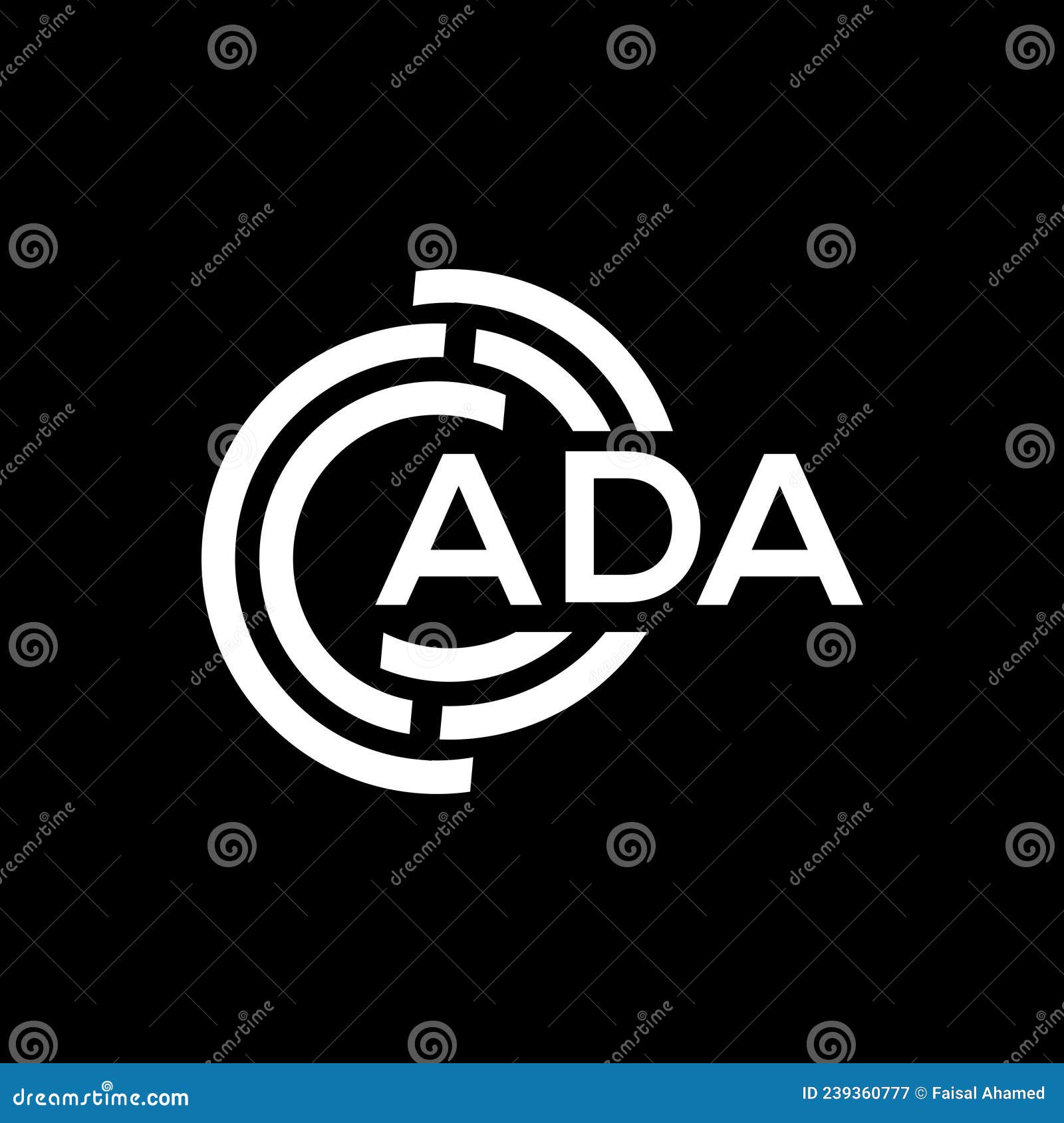 ADA Letter Logo Design on Black Background. ADA Creative Initials ...