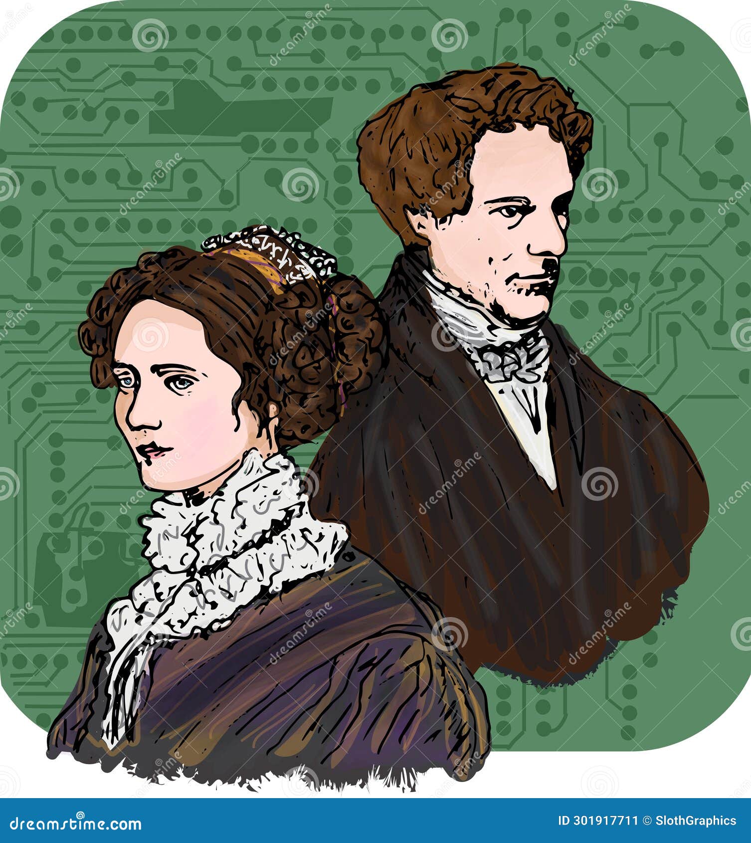 Ada Lovelace and Charles Babbage Stock Vector - Illustration of 19th ... Ada Lovelace and Charles Babbage Stock Vector - Illustration of 19th ...