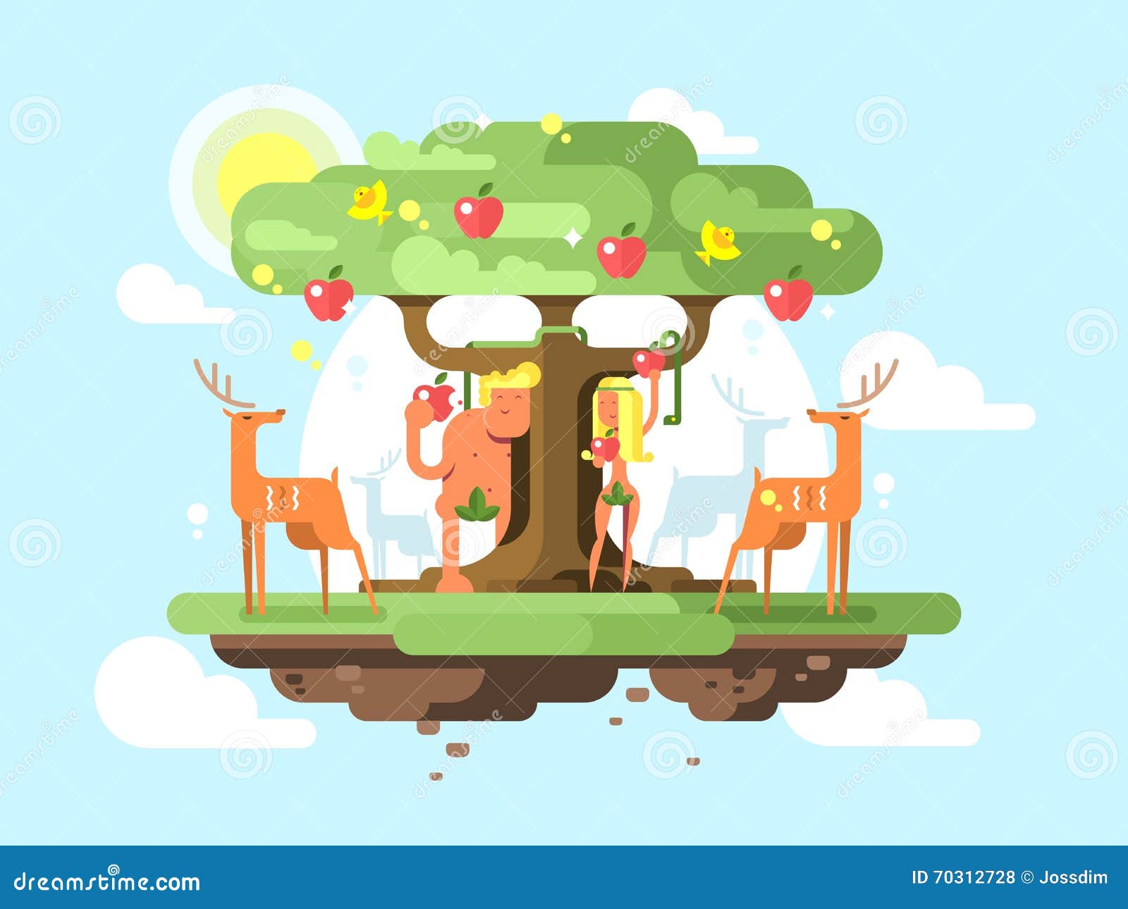 Adam Et Ève Près D'un Arbre Illustration de Vecteur - Illustration du ...