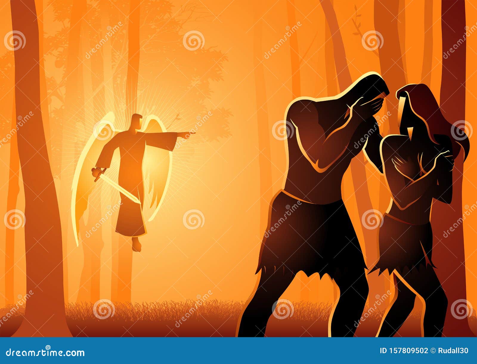 Adam and Eve Expelled from the Garden Stock Vector - Illustration of ... Adam and Eve Expelled from the Garden Stock Vector - Illustration of ...