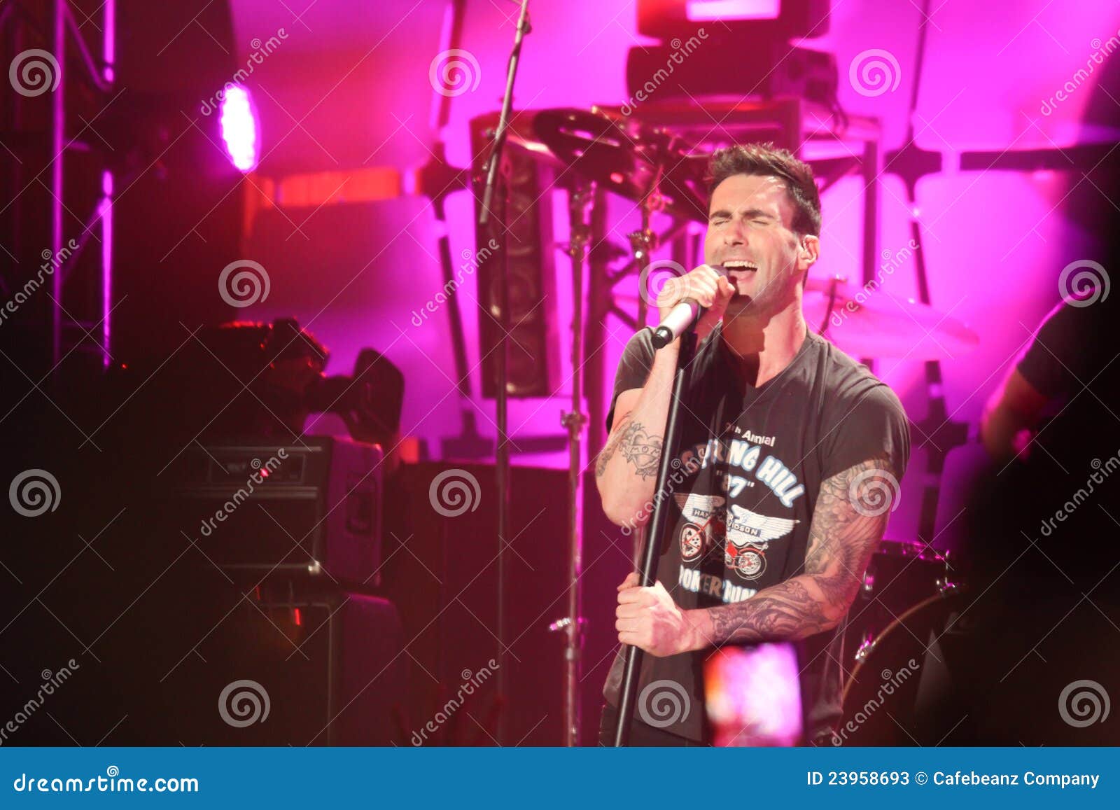 Adam Levine in concert editorial stock photo. Image of levine - 23958693