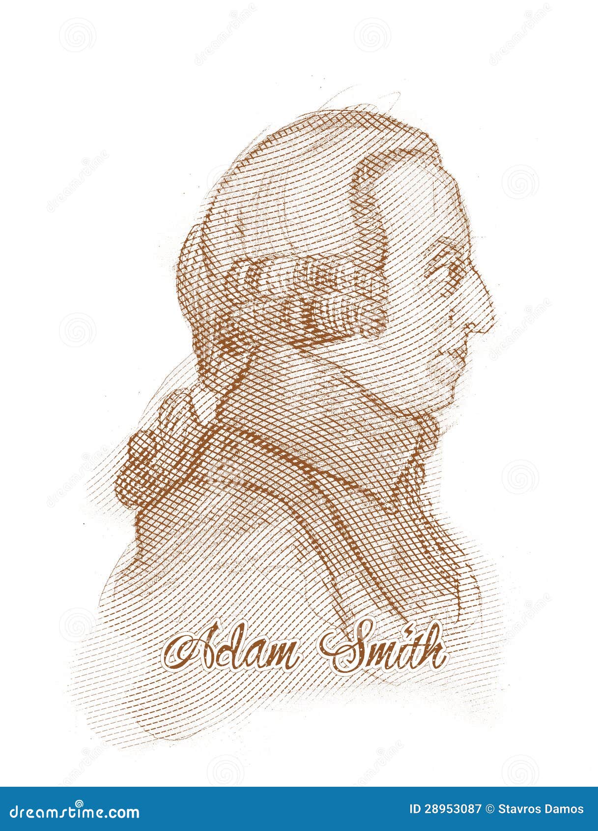 Adam Smith Engraving Style Sketch Portrait Editorial Photo ...