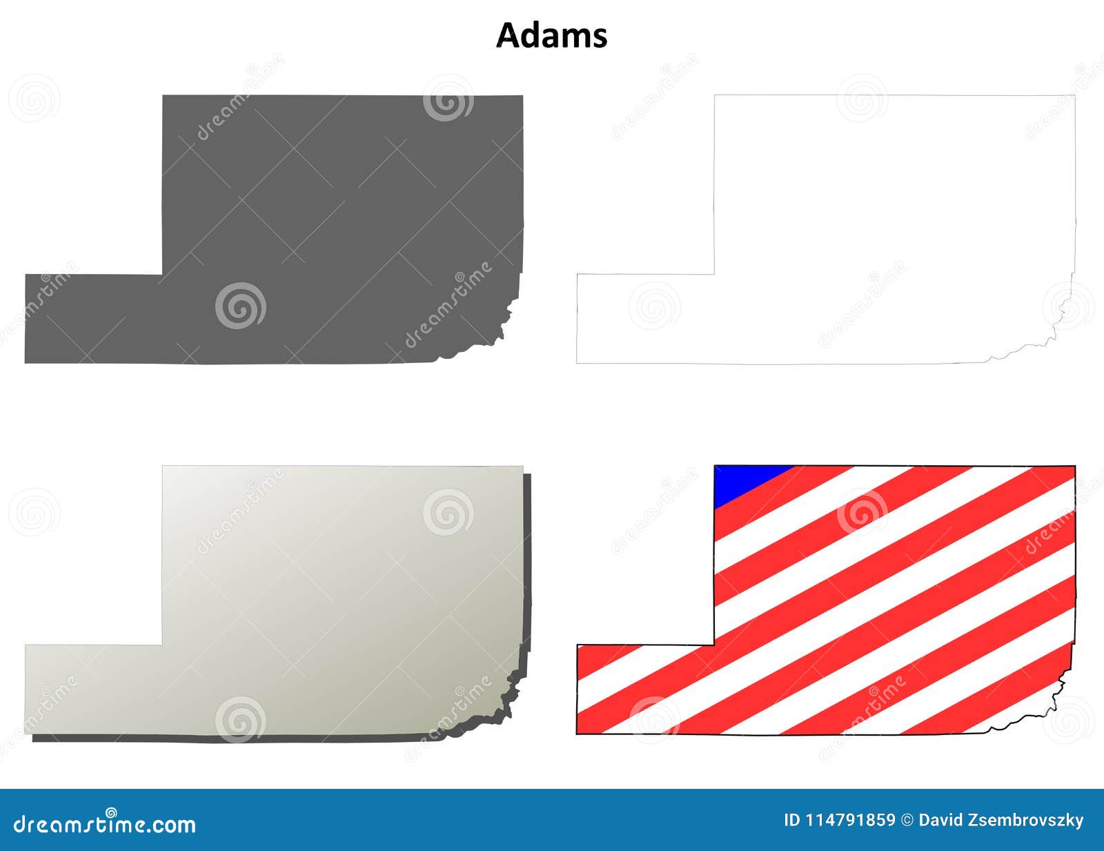 Adams County, Washington Outline Map Set Stock Vector - Illustration of ...