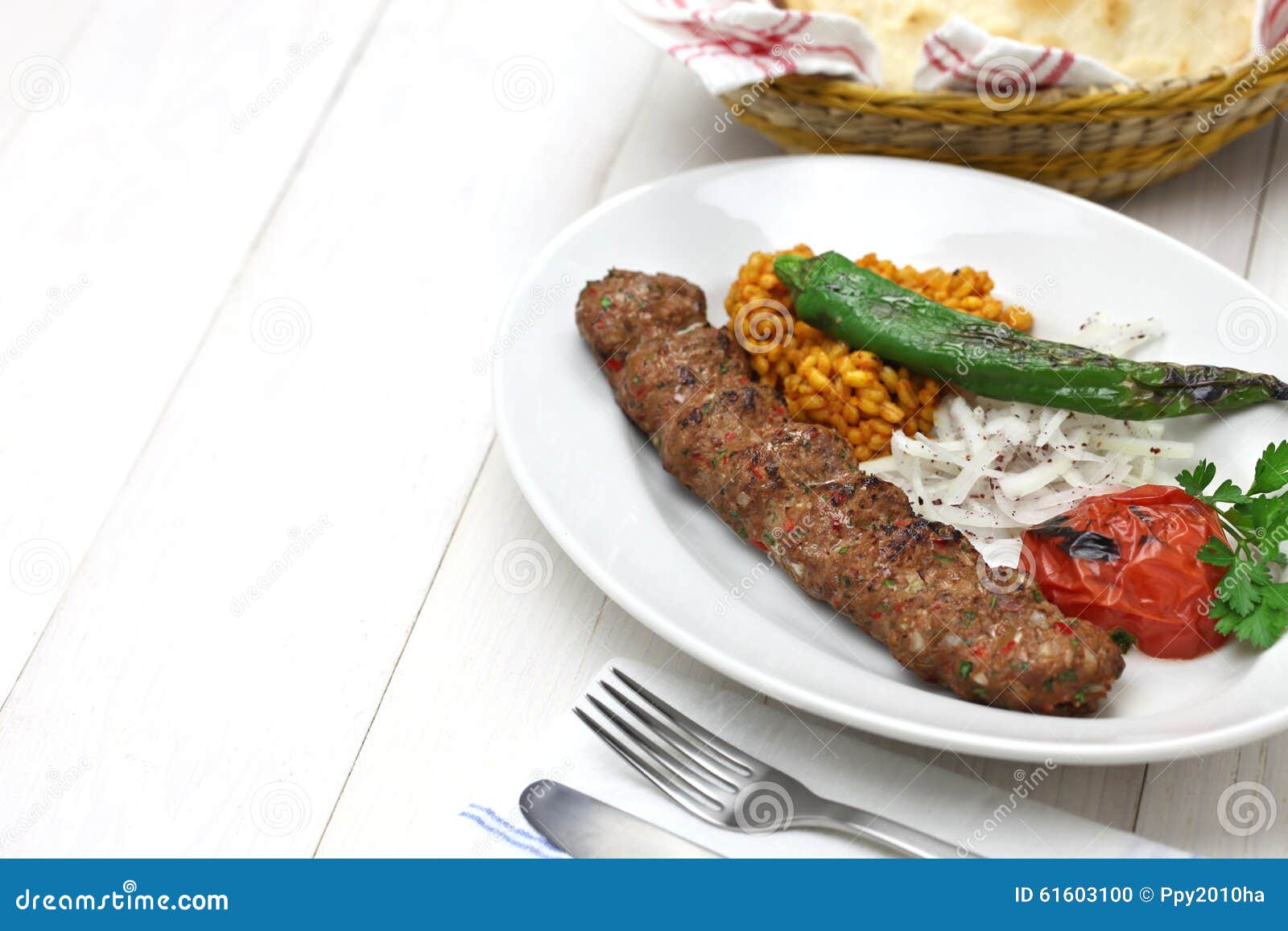 Adana kebab, turkish food stock photo. Image of lunch - 61603100
