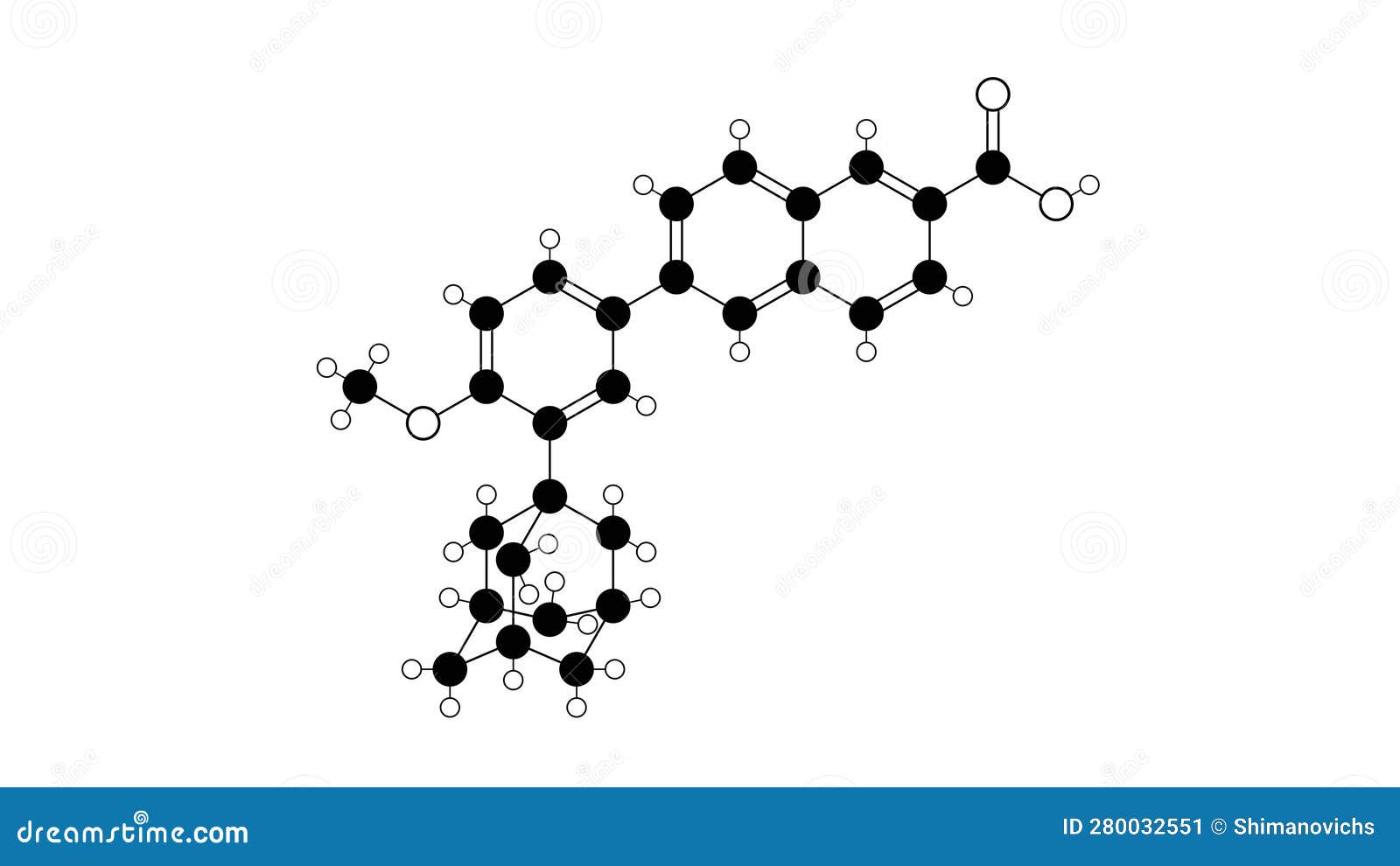 Adapalene Molecule, Structural Chemical Formula, Ball-and-stick Model ...