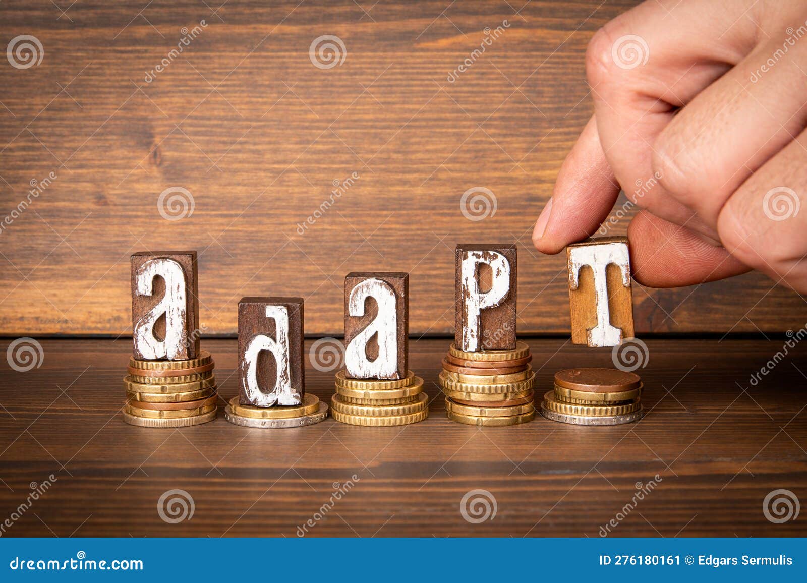 ADAPT. Text from Wooden Alphabet Letters and Change Stock Image - Image ...