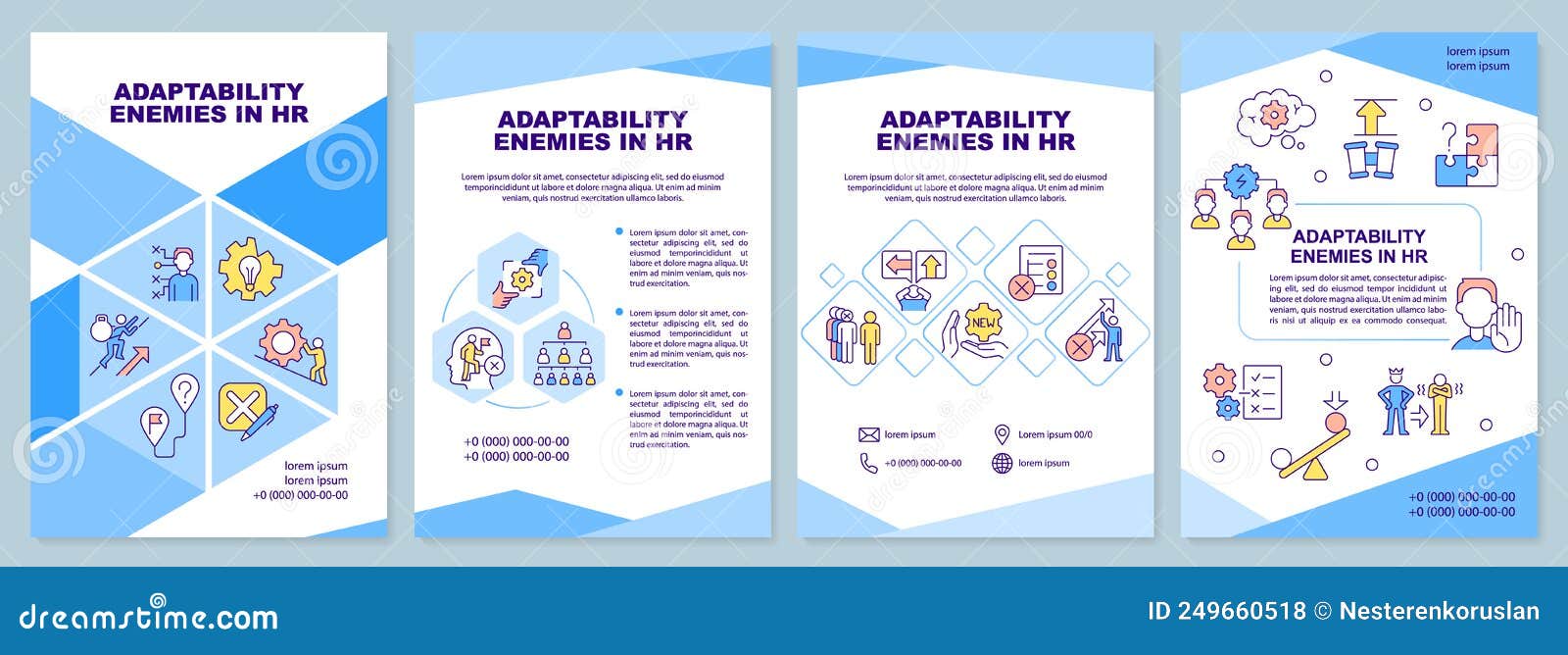 Adaptability Enemies In HR Blue Brochure Template Vector Illustration ...