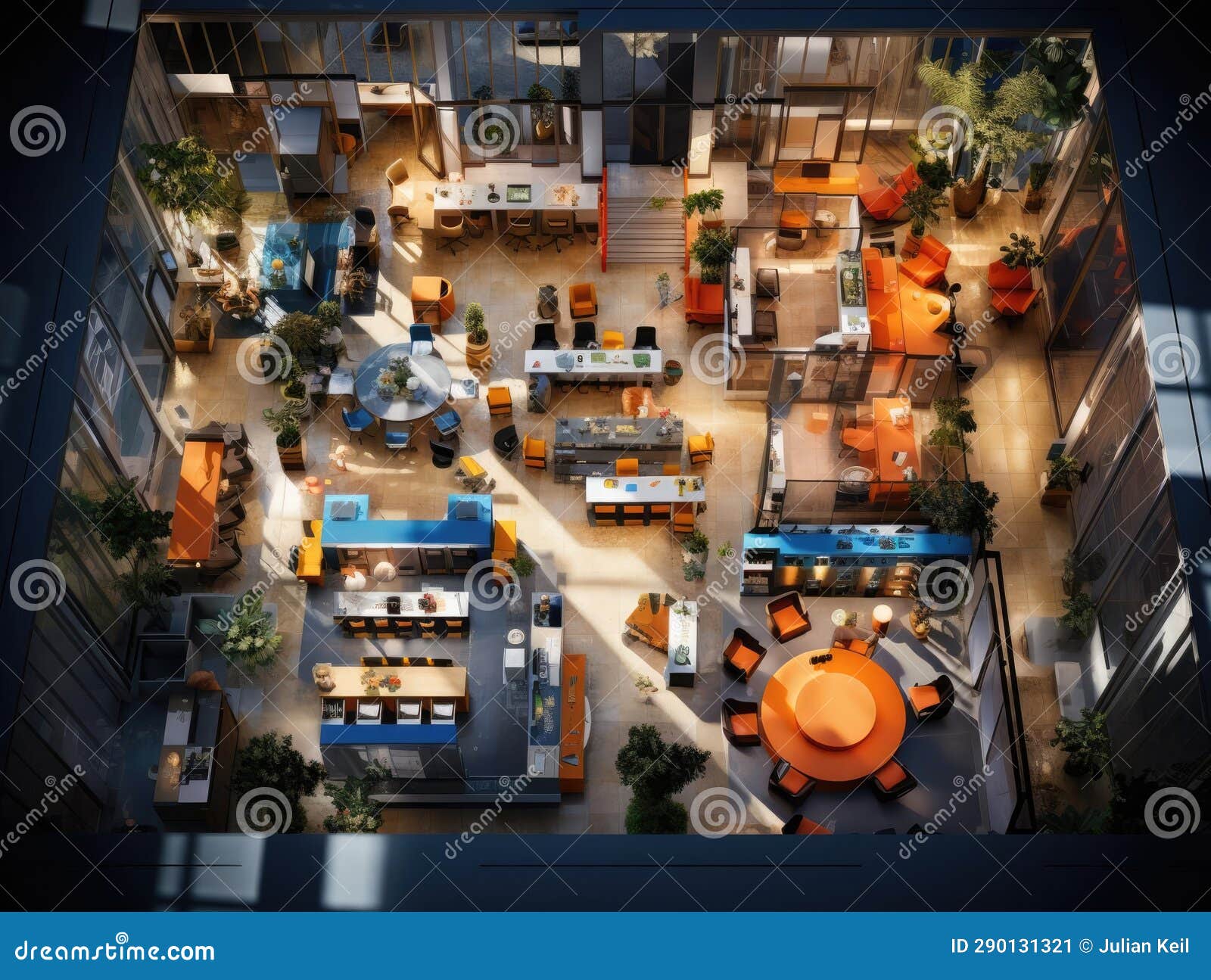 Adaptable Futuristic Office Layout with Dynamic Spaces Stock ...