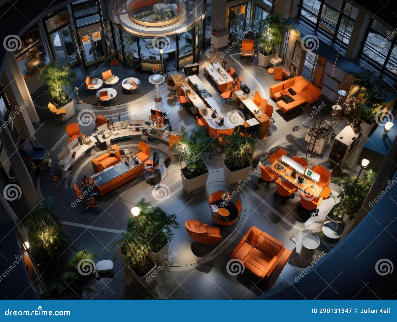 Adaptable Futuristic Office Layout with Dynamic Spaces Stock ...