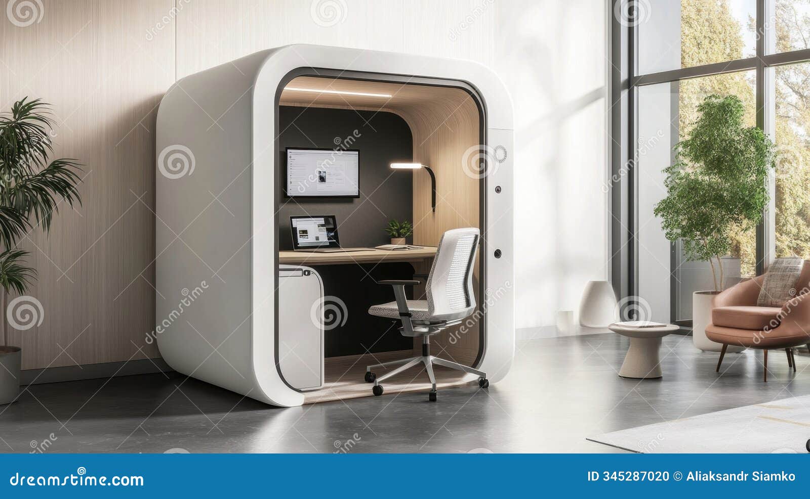 Adaptable Remote Office Spaces for Secure Work Stock Illustration ...