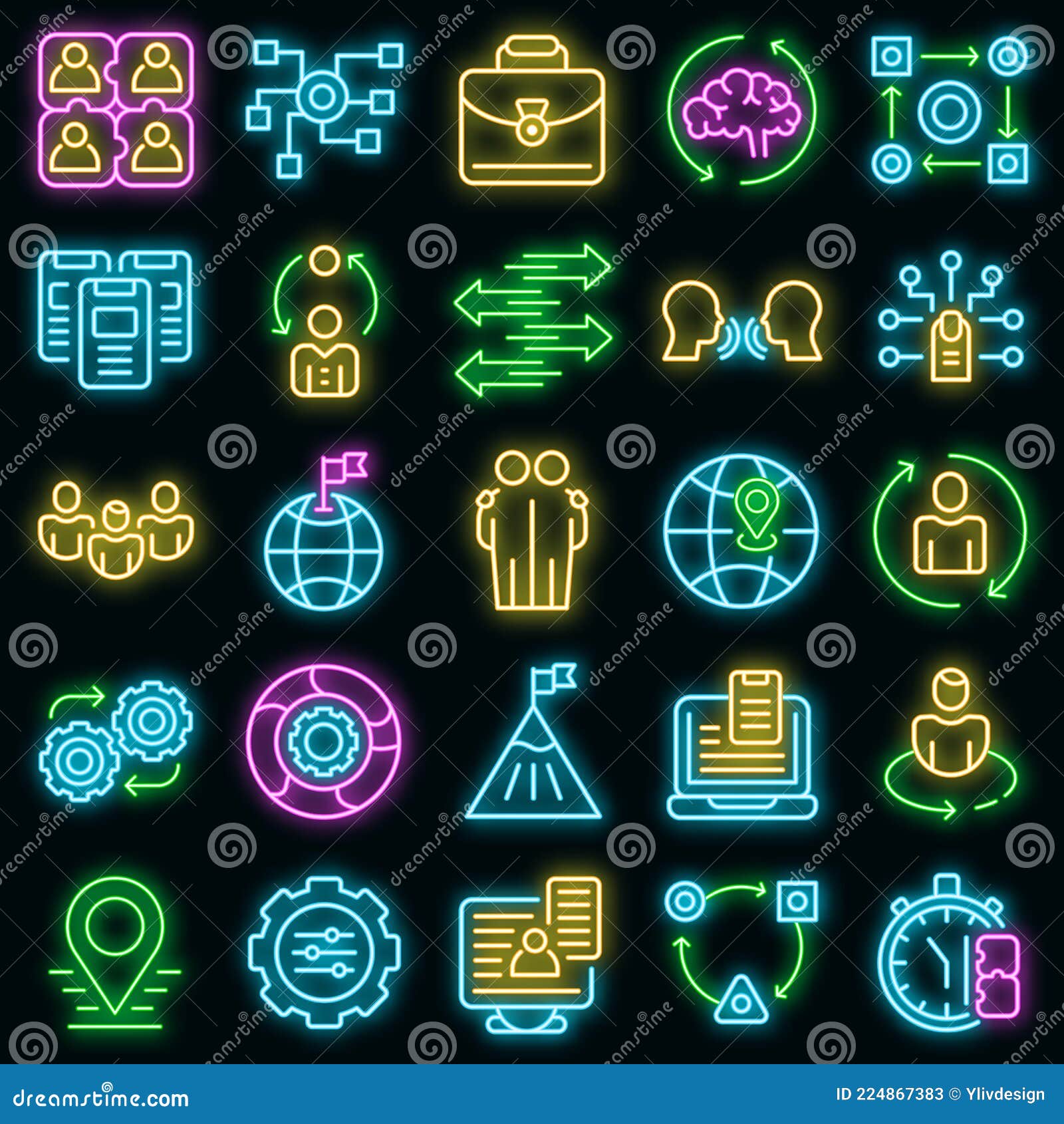 Adaptation Icons Set Vector Neon Stock Illustration - Illustration of ...