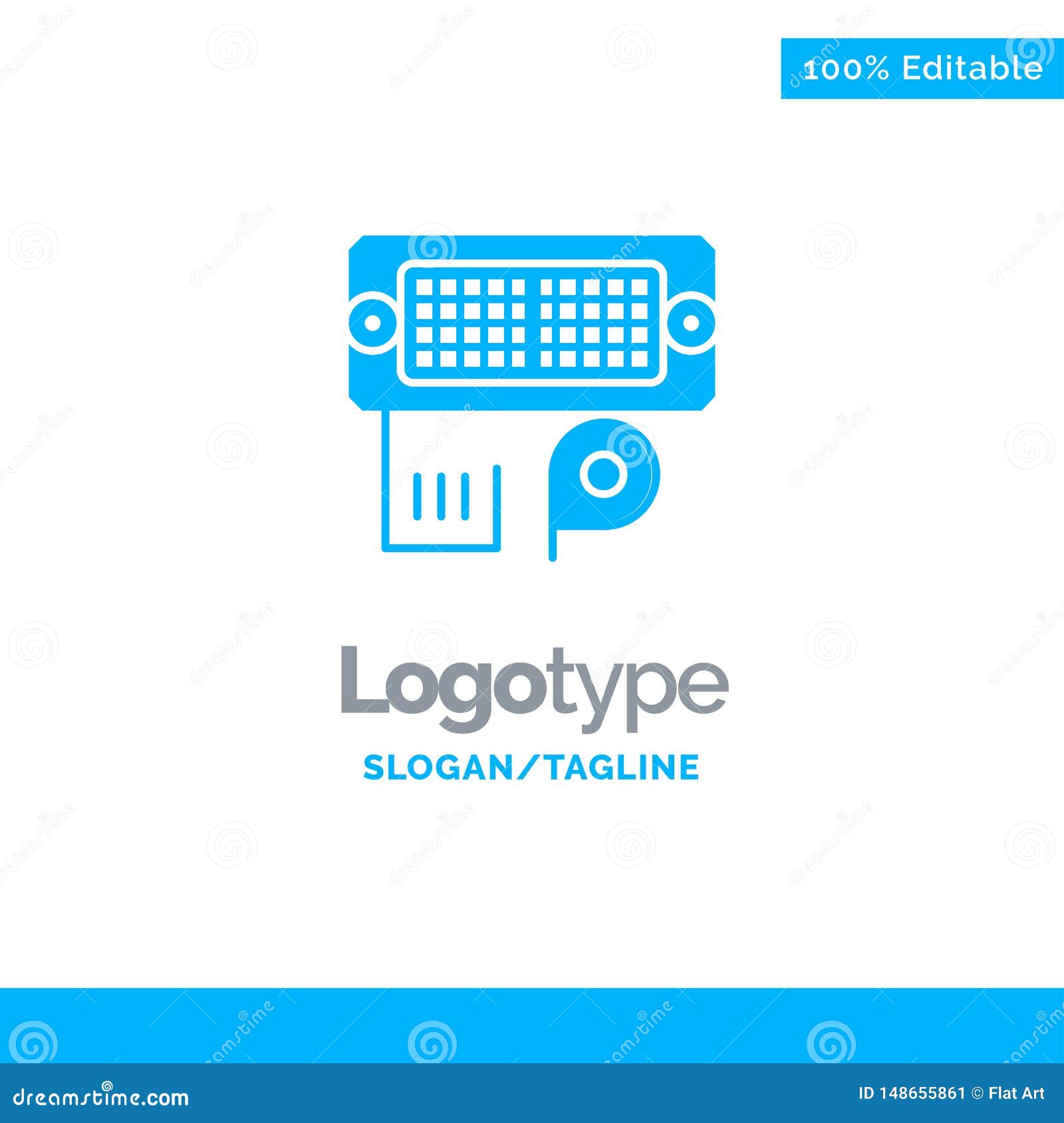 Adapter, Connection, Data, Input Blue Solid Logo Template. Place for ...