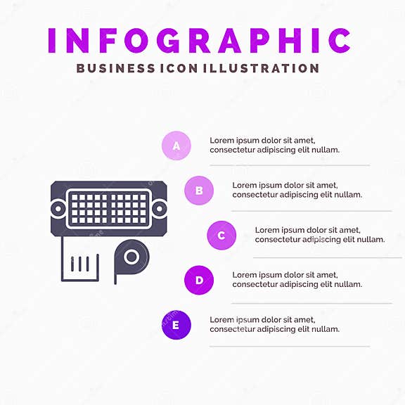 Adapter, Connection, Data, Input Solid Icon Infographics 5 Steps ...