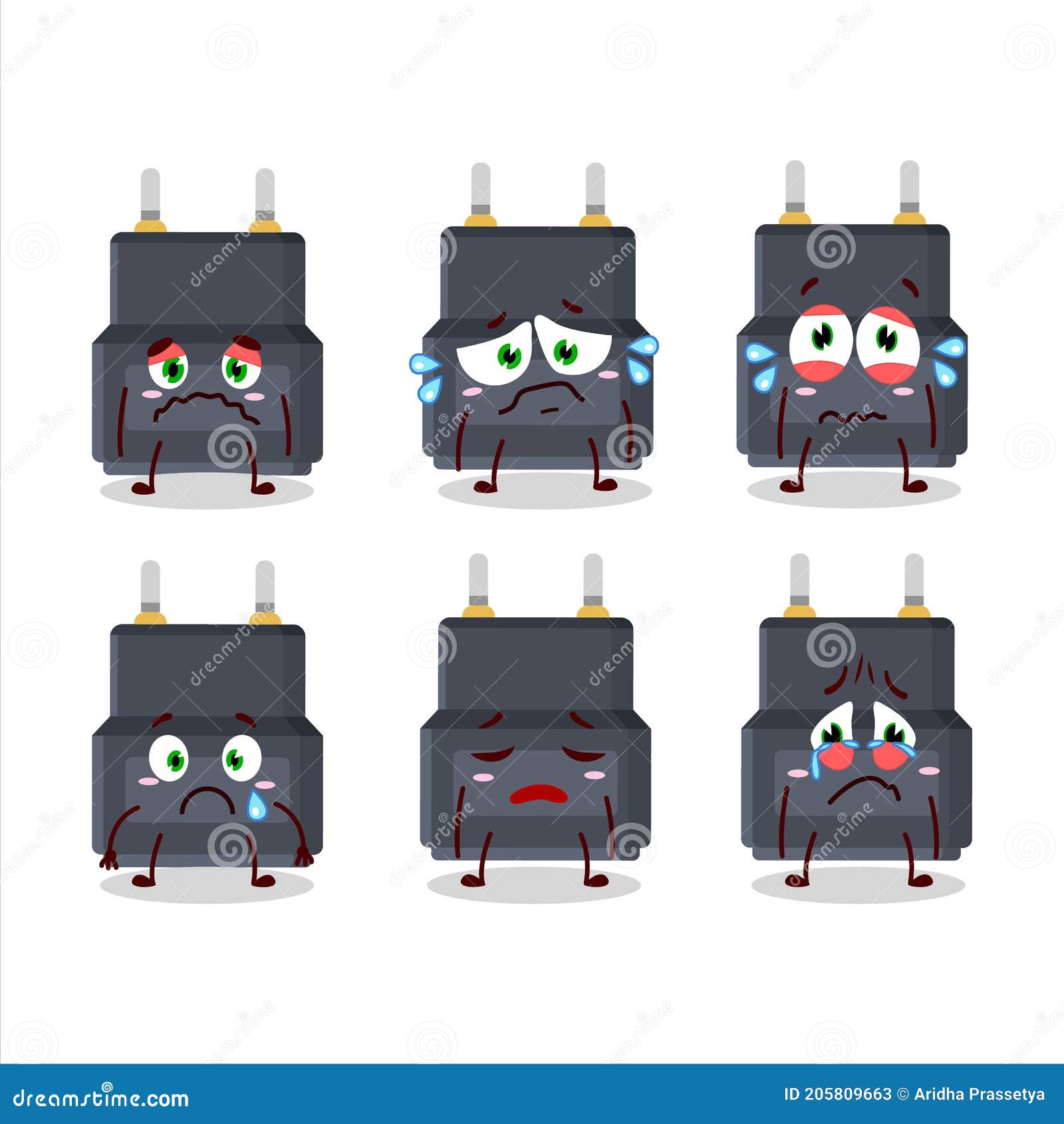 Adapter Connector Cartoon Character With Cute Emoticon Bring Money ...