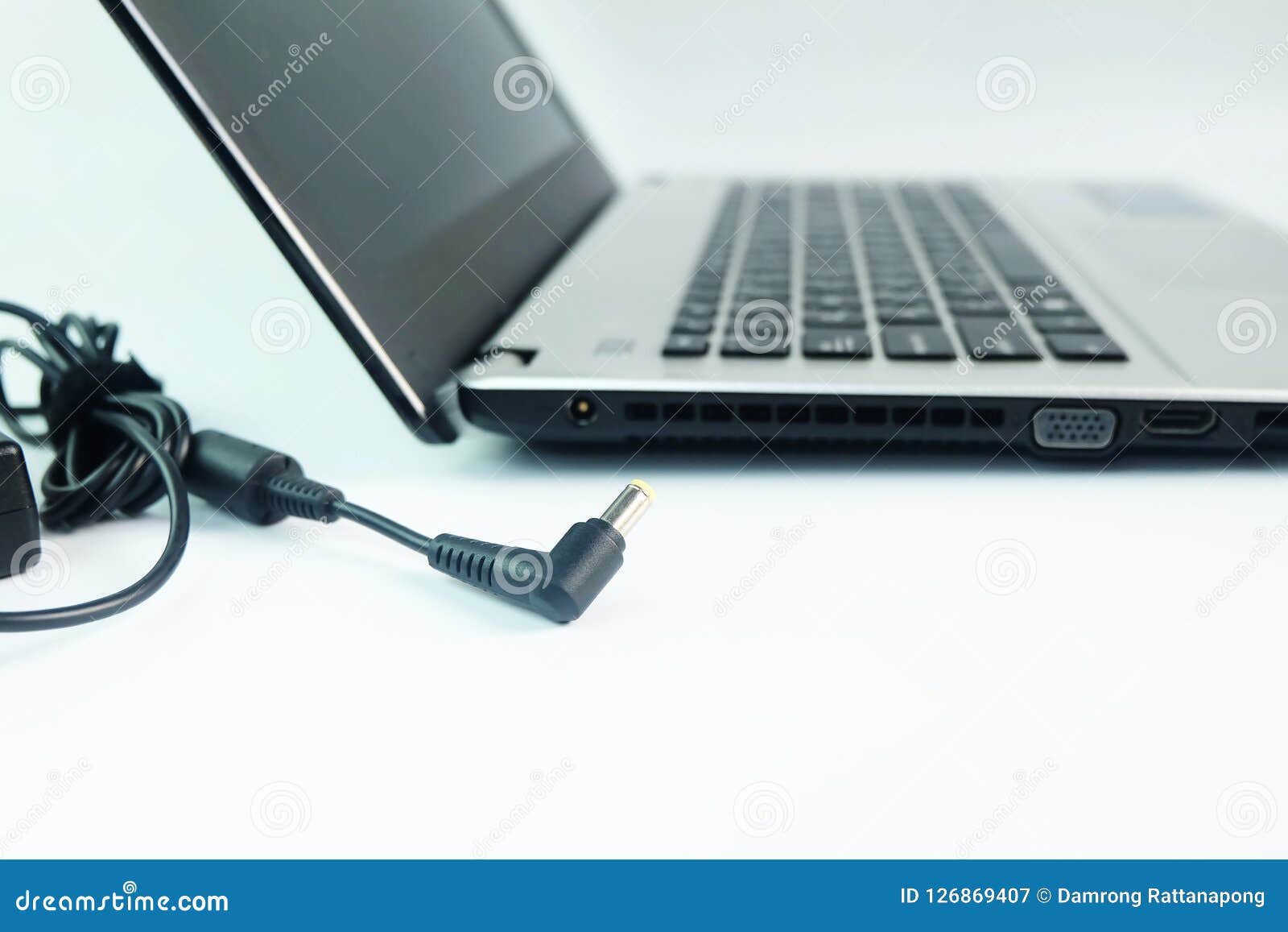 Adapter Power Cord Charger of Laptop Computer on White Stock Image ...