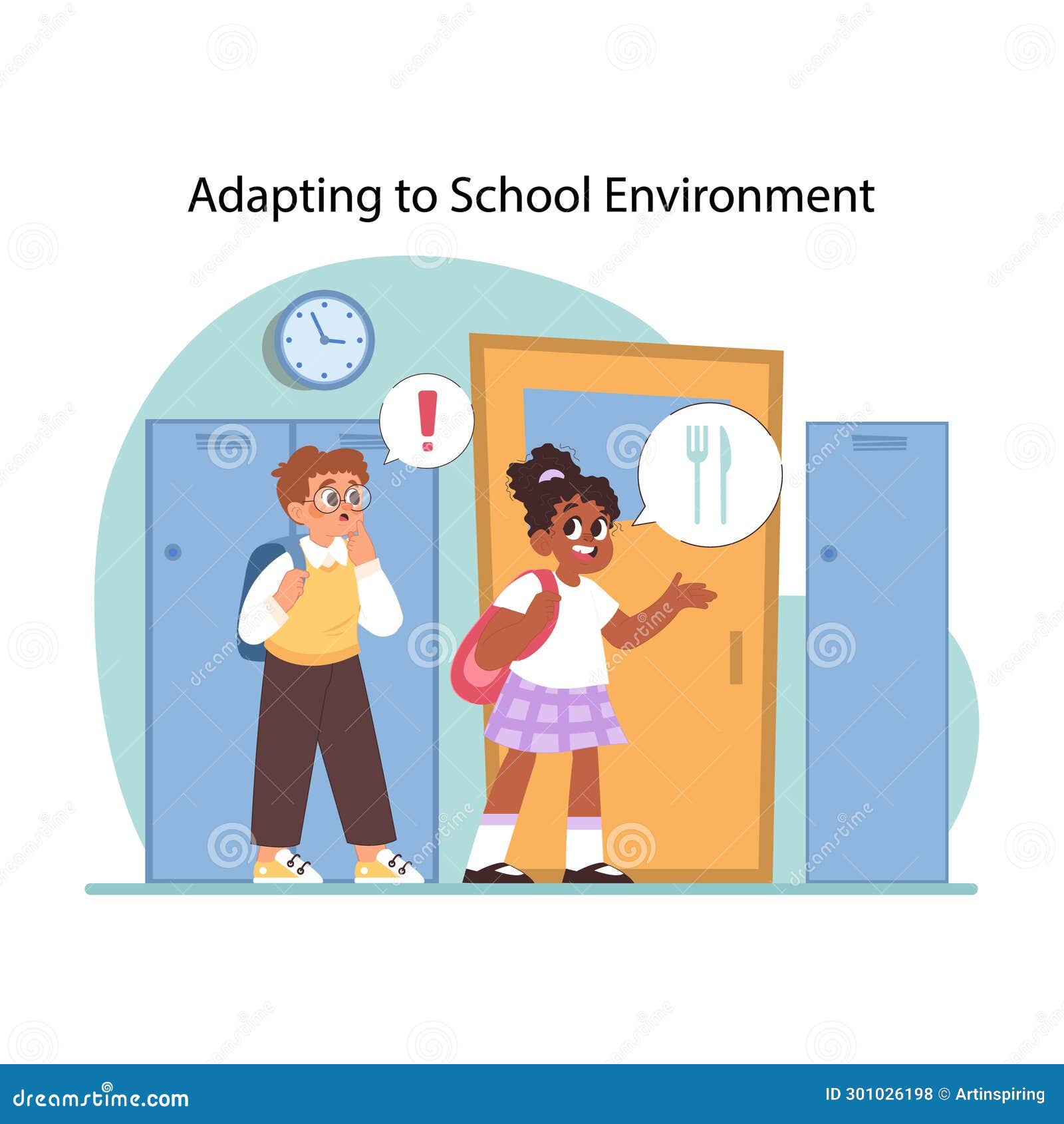 Adapting To School Environment. Flat Vector Illustration Stock Vector ... Adapting To School Environment. Flat Vector Illustration Stock Vector ...