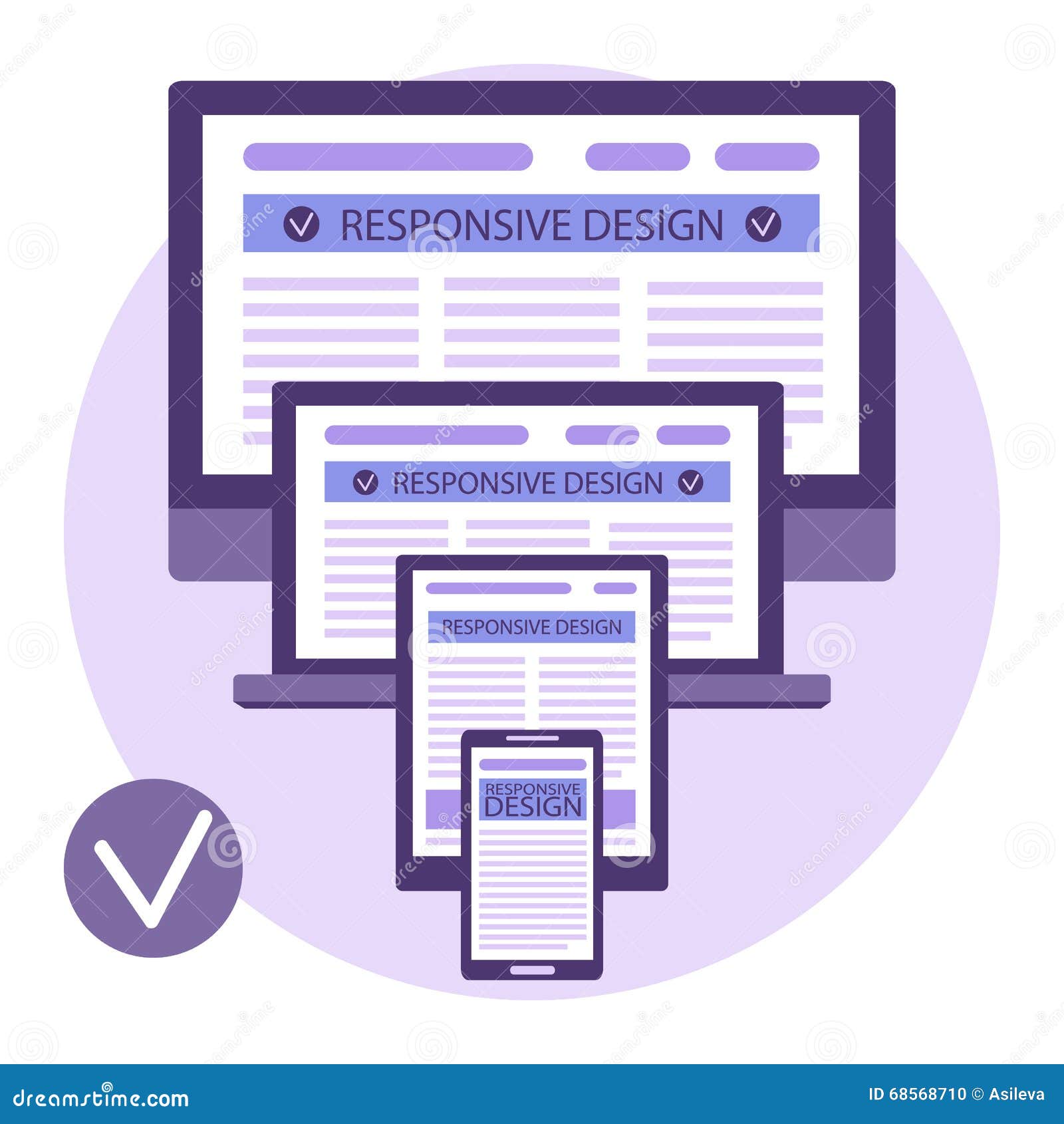 Adaptive Design Template. Responsive Website Design for Computer Stock ...