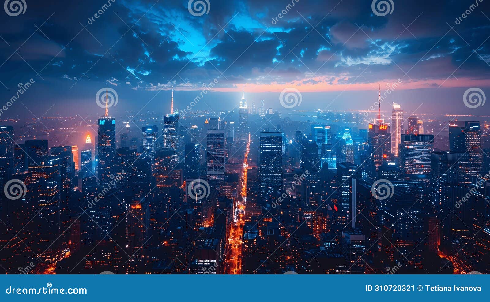 Adaptive Glass Technology on Towering Structures. Stock Illustration ...