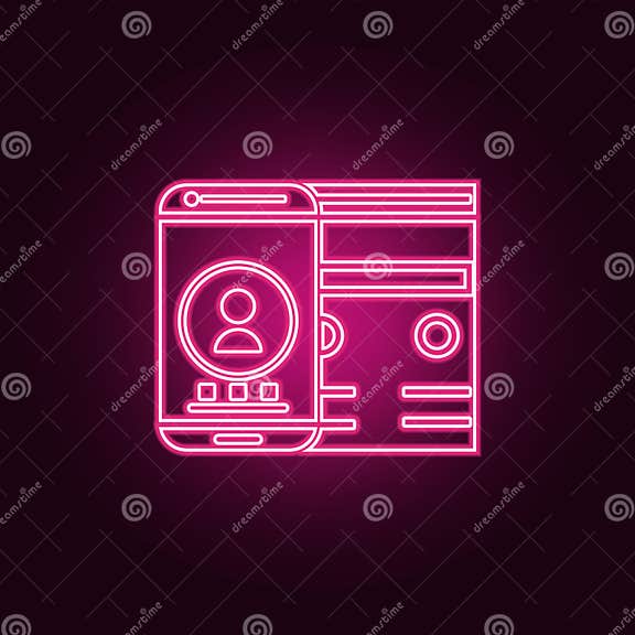 Adaptive Interface Icon. Elements of Web Development in Neon Style ...
