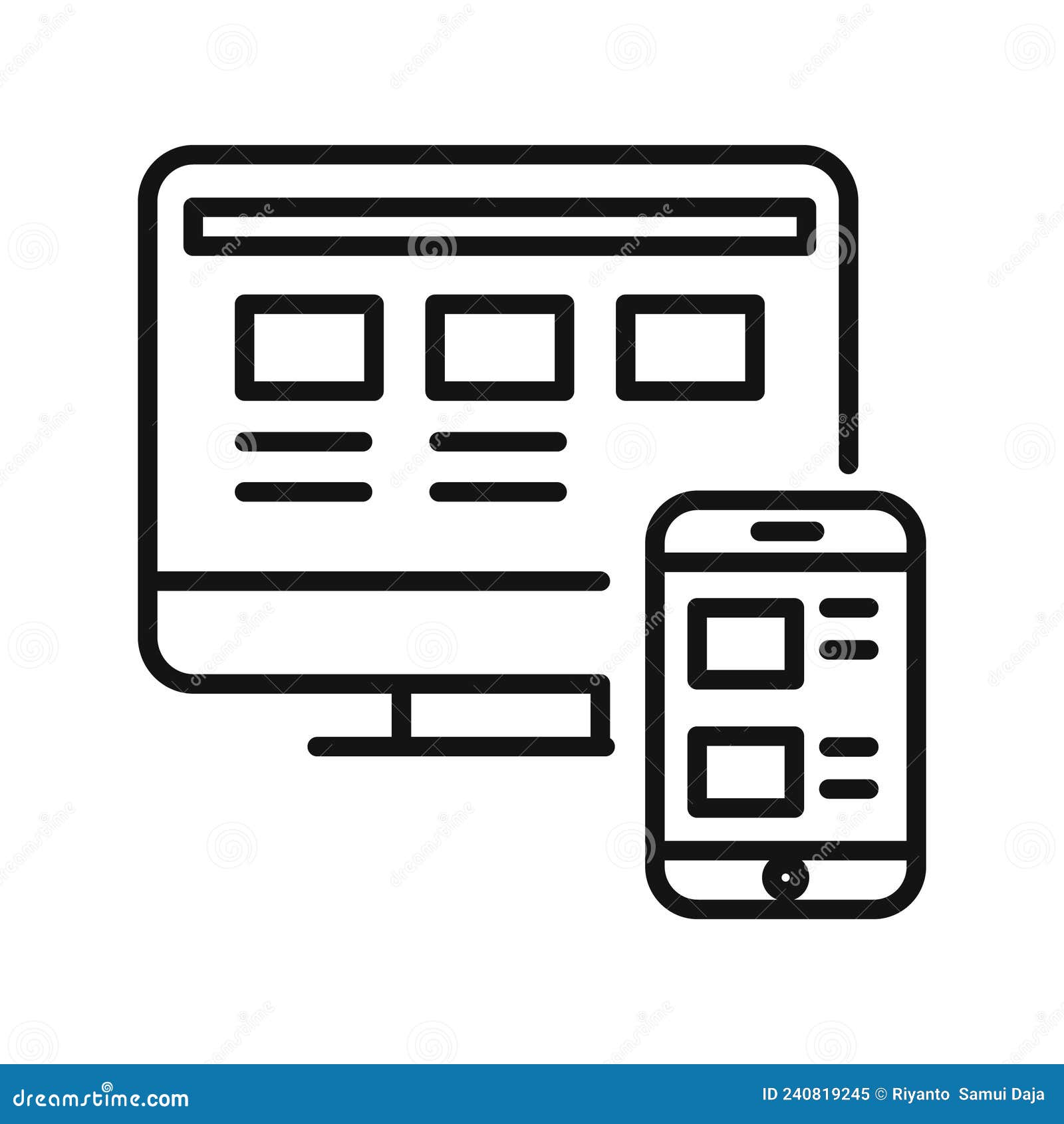 Adaptive Layout Black and White Illustration Stock Vector ...