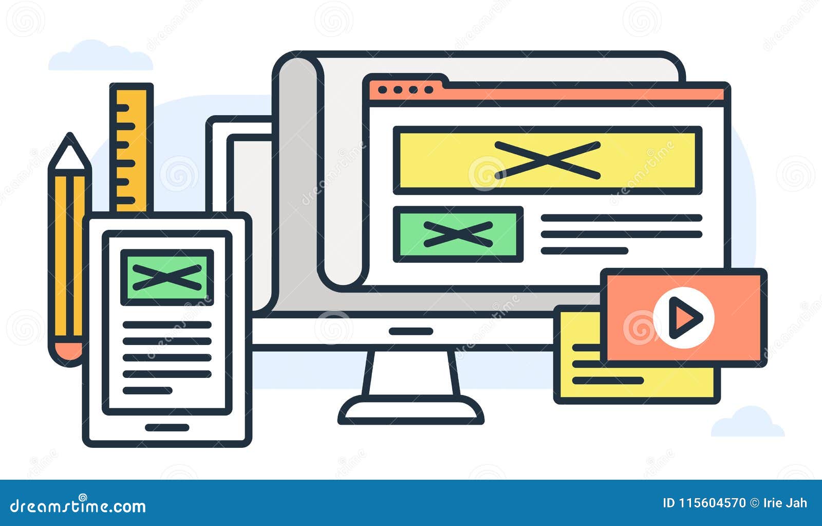 Adaptive Layout and Digital Data Stock Illustration - Illustration of ...