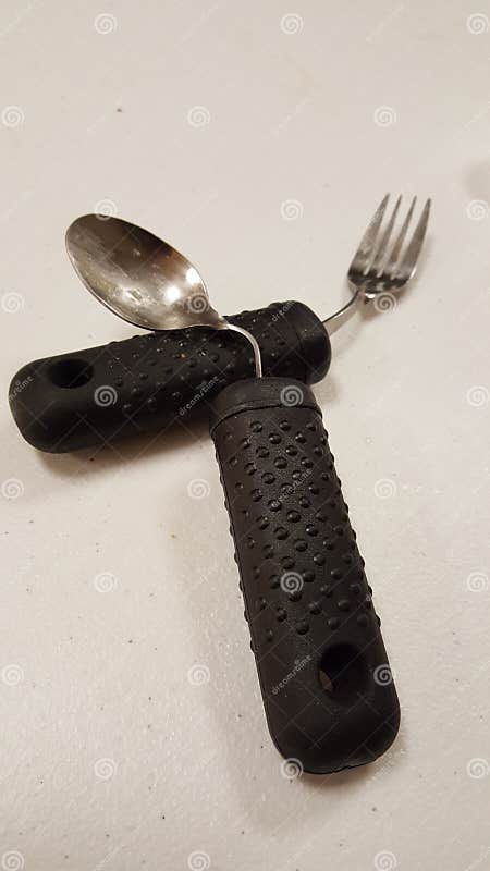 Adaptive Silverware for Handicapped Student Stock Image - Image of ease ...
