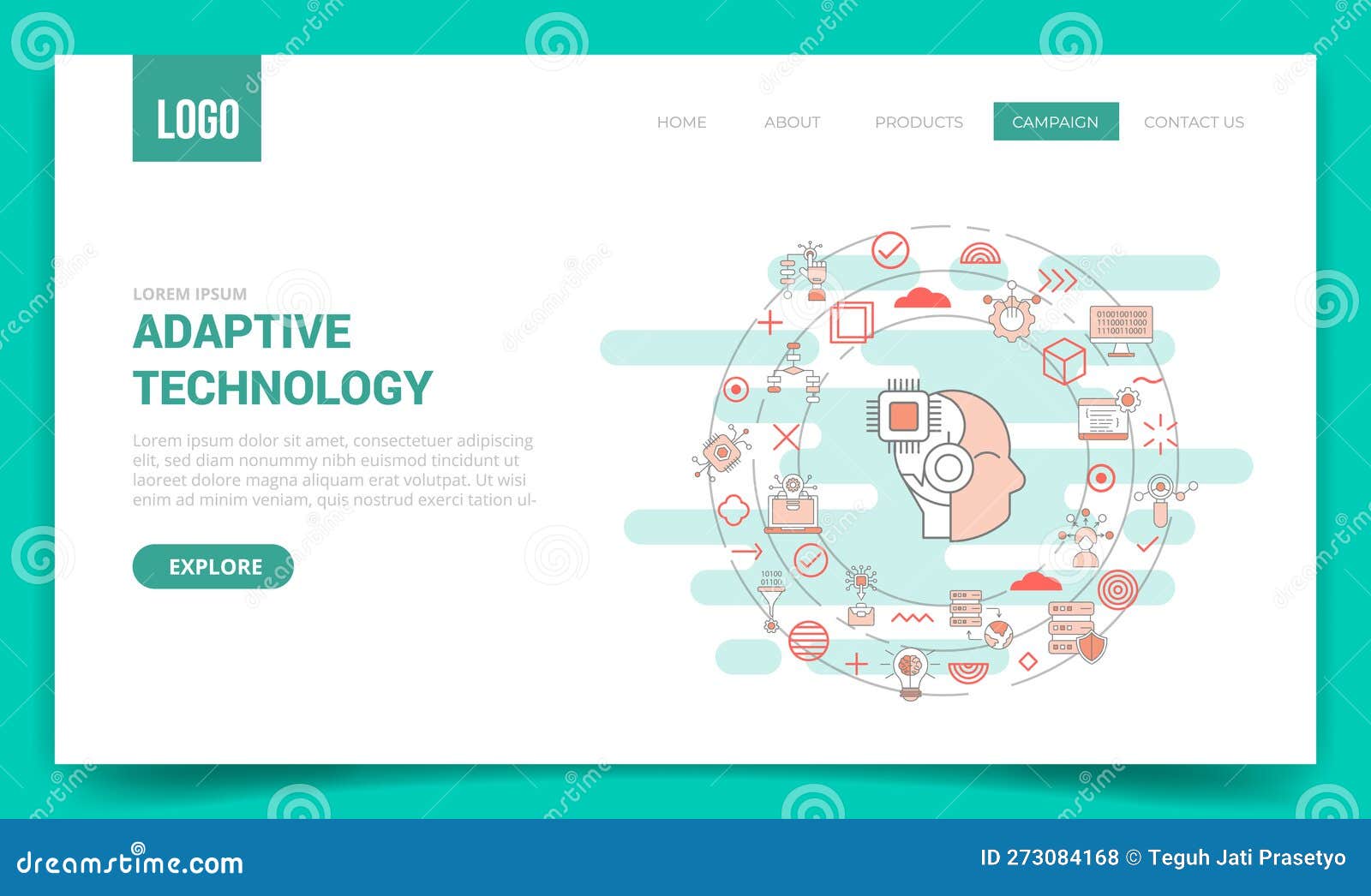 Adaptive Technology Concept with Circle Icon for Website Template or ...