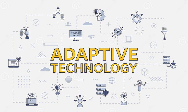 Adaptive Technology Concept with Icon Set with Big Word or Text on ...