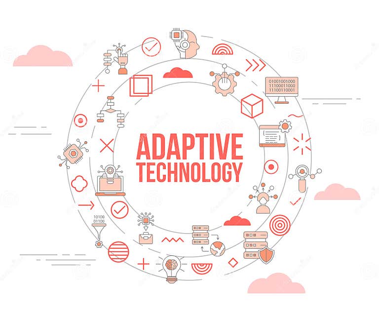 Adaptive Technology Concept with Icon Set Template Banner and Circle ...