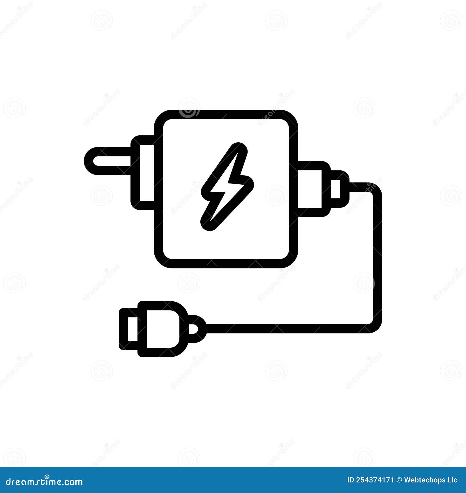 Black Line Icon for Adaptor, Current and Power Stock Illustration ...