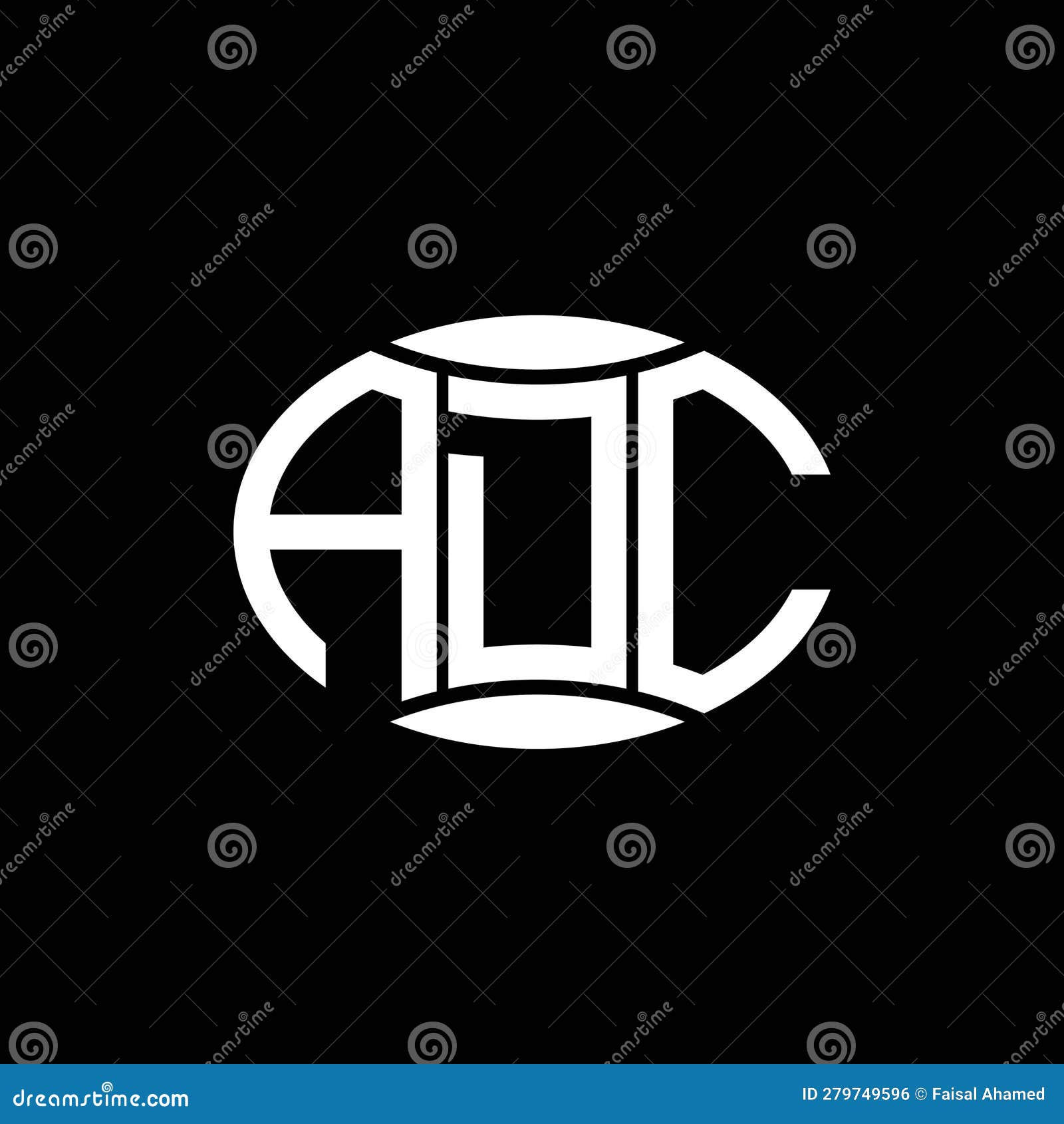 ADC Abstract Monogram Circle Logo Design on Black Background. ADC ...