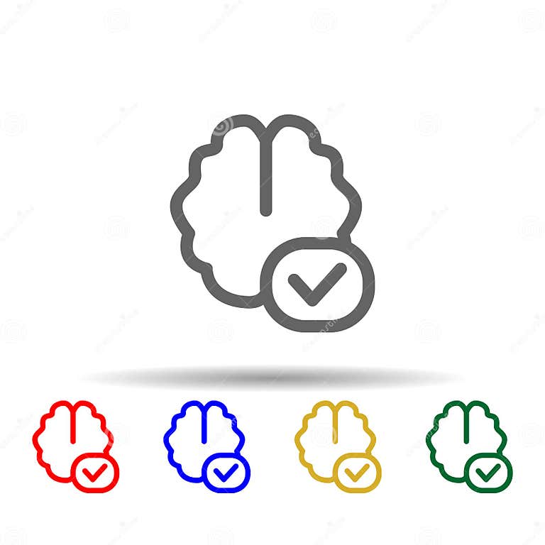 Add Brain Multi Color Style Icon Simple Thin Line Outline Vector Of Web Icons For Ui And Ux