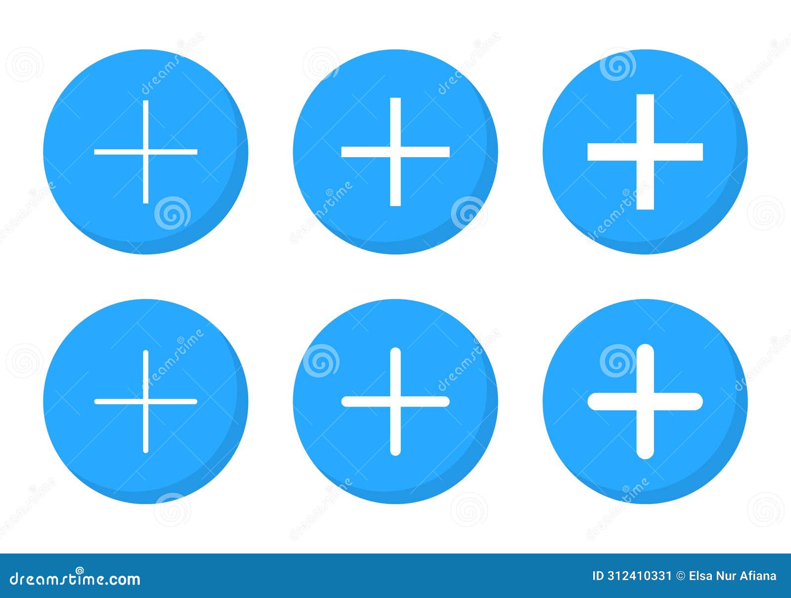 Add Button Icon Vector in Flat Style. Plus Symbol on Blue Circle Stock ...