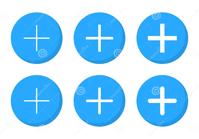 Add Button Icon Vector in Flat Style. Plus Symbol on Blue Circle Stock ...