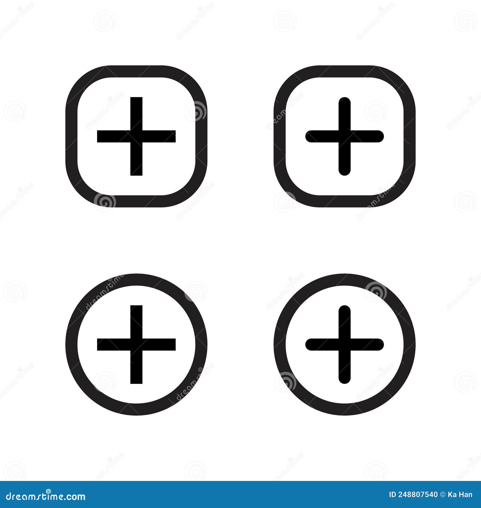Add Button Icon Vector of Social Media Elements. Cross, Plus Sign ...