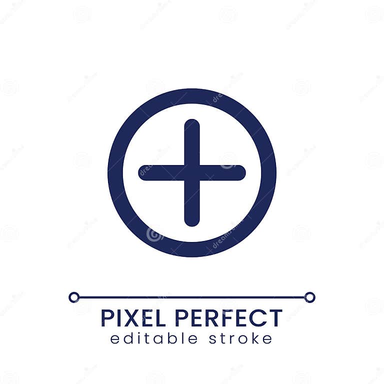 Add Button Pixel Perfect Linear Ui Icon Stock Vector - Illustration of stroke, linear: 258231135