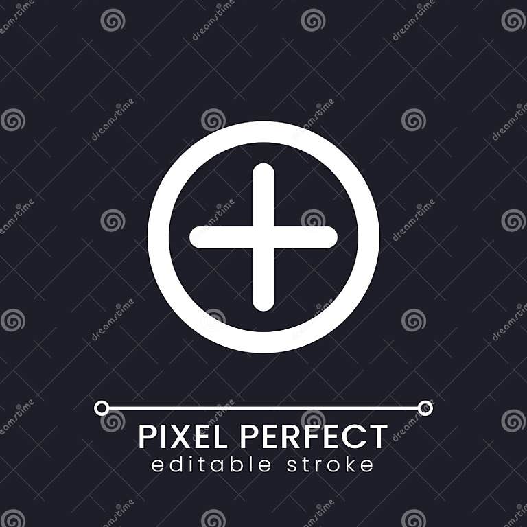 Add Button Pixel Perfect White Linear Ui Icon for Dark Theme Stock Vector - Illustration of ...