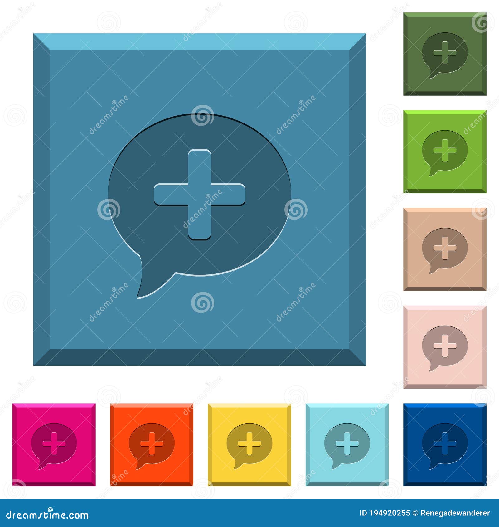 Add Comment Engraved Icons on Edged Square Buttons Stock Vector ...