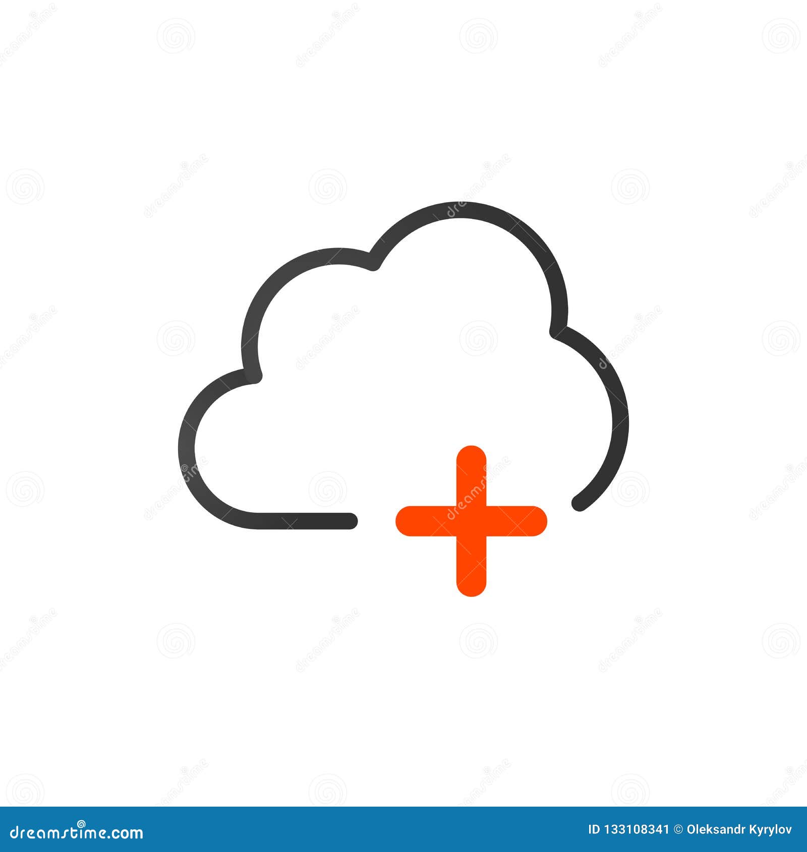 Add Data Cloud Icon, Plus Sign. Vector Illustration Isolated on White ...