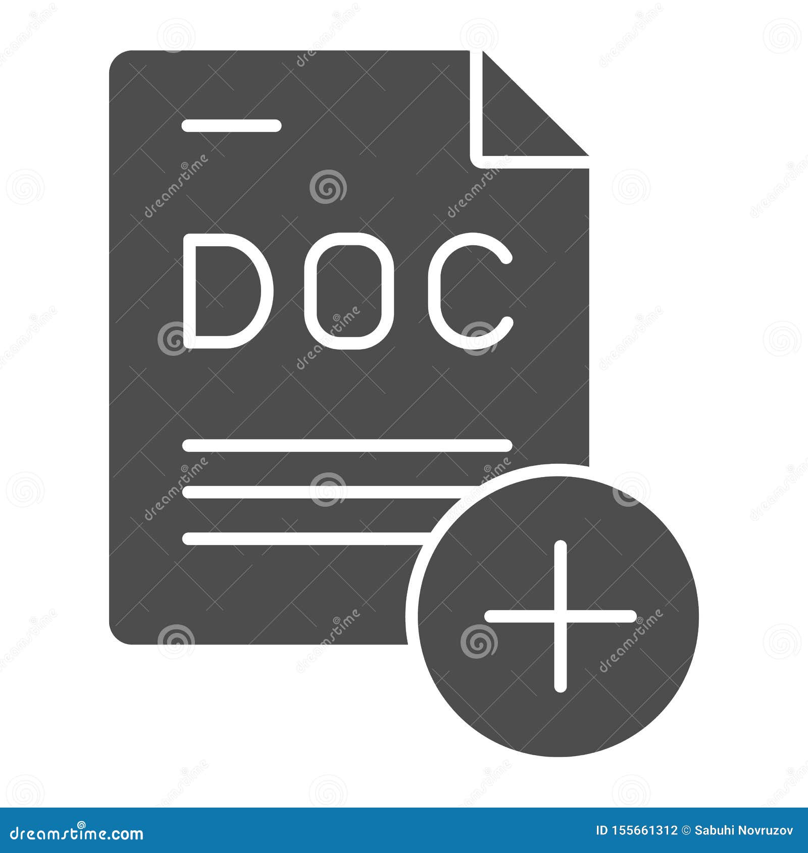 Add Document Solid Icon. File with Plus Vector Illustration Isolated on ...