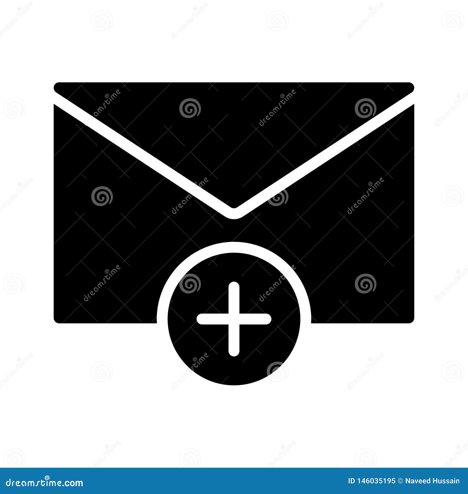 Add Email Glyph Flat Vector Icon Stock Vector - Illustration of mobile ...