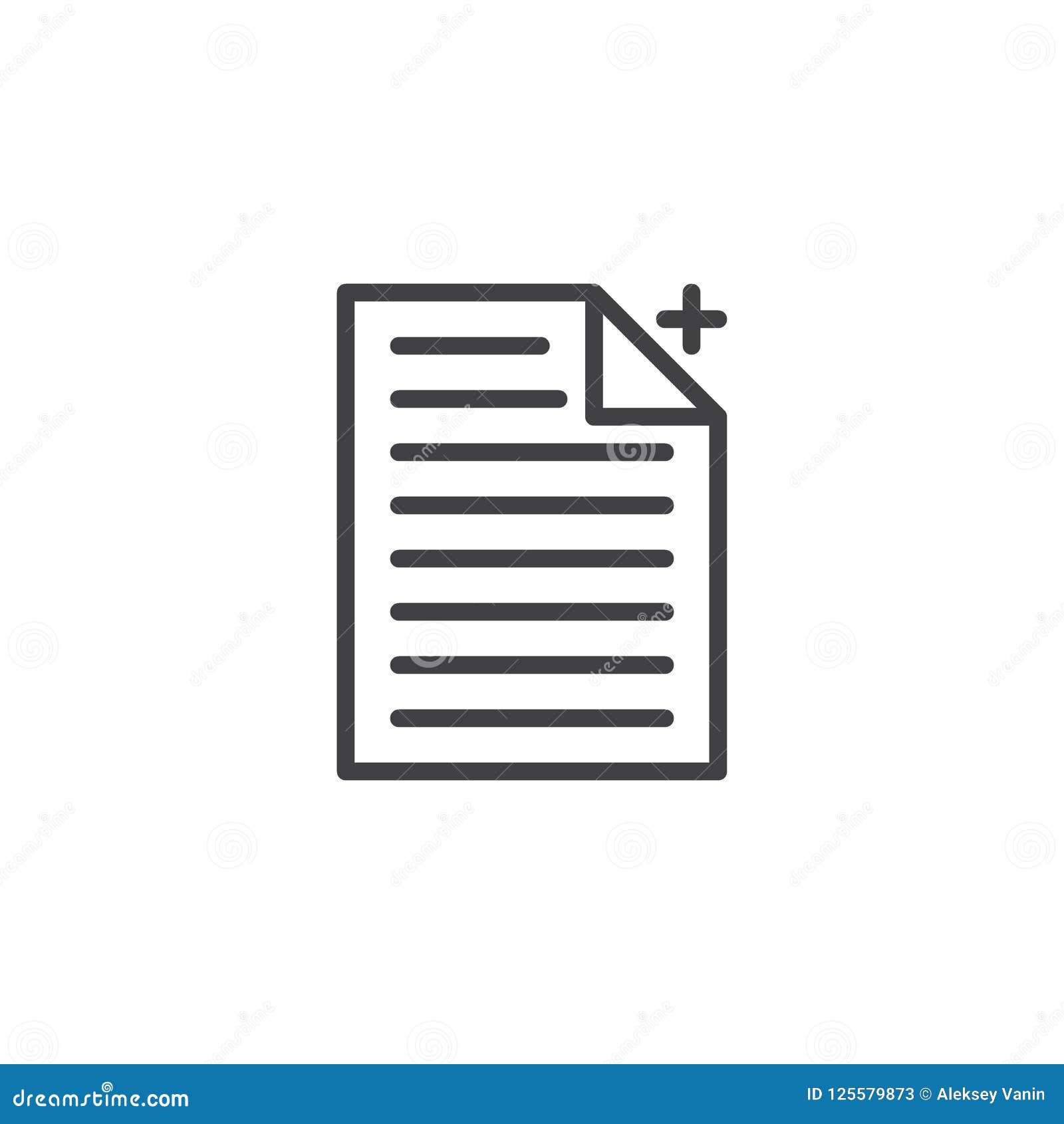 Add File Document Outline Icon Stock Vector - Illustration of linear, icon: 125579873