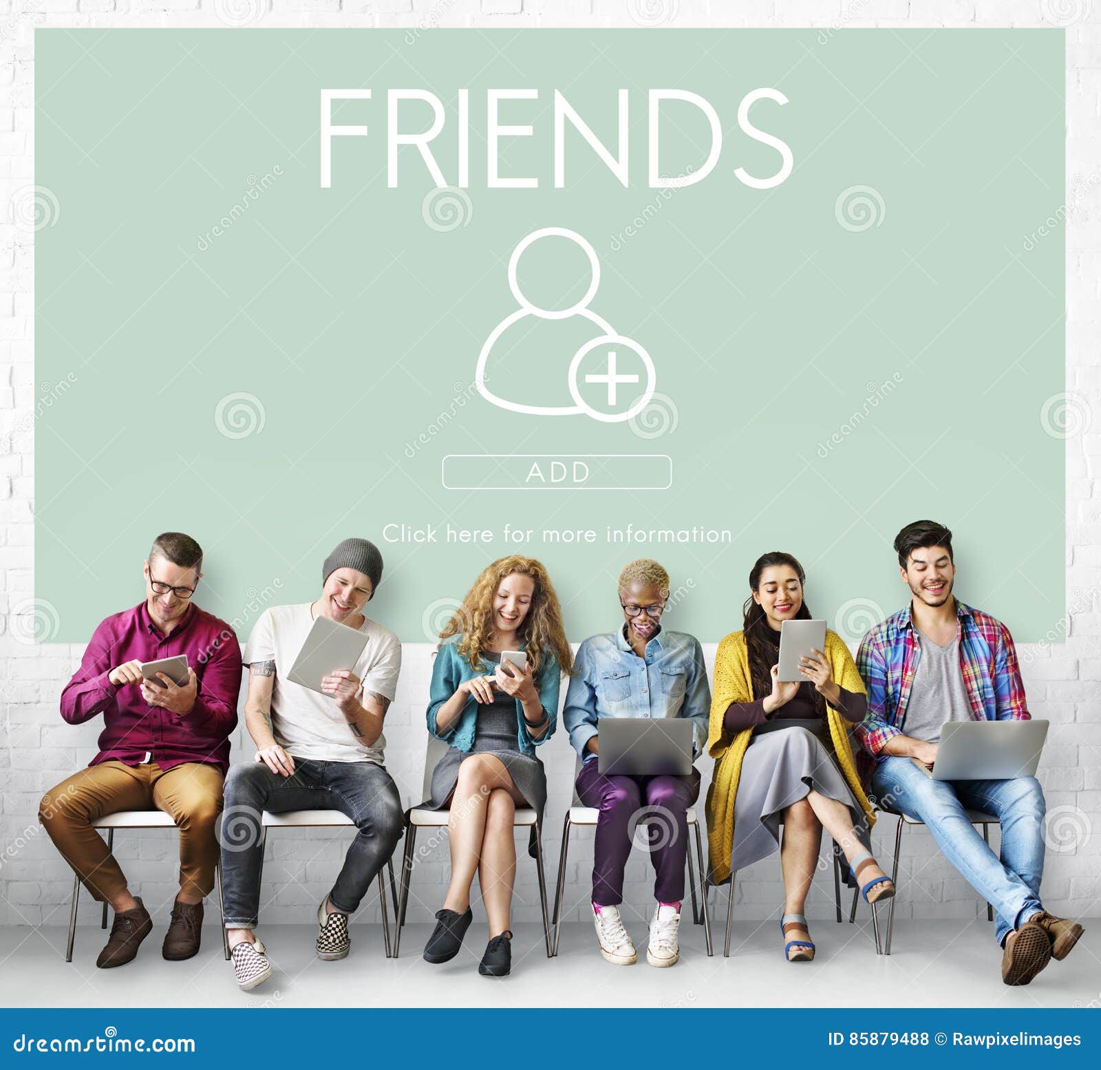 Add Friends Social Media Graphic Concept Stock Photo - Image of ethnic ...